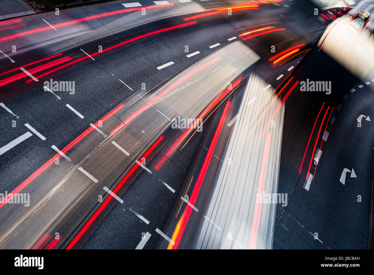 Motion blurred city road traffic (color toned image Stock Photo - Alamy
