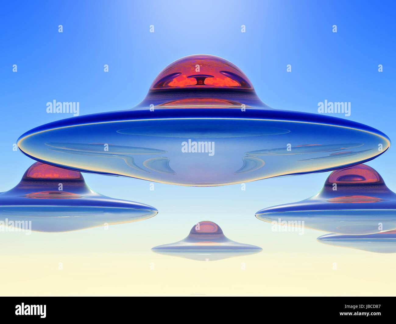 science fiction illustration, flying saucer in the sky Stock Photo - Alamy