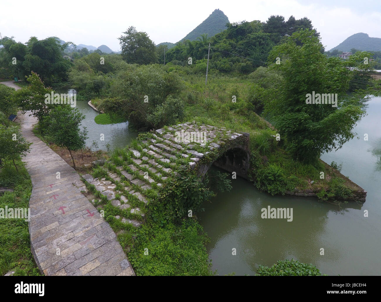 Xing'an. 8th June, 2017. Aerial photo taken on June 8, 2017 shows the ...