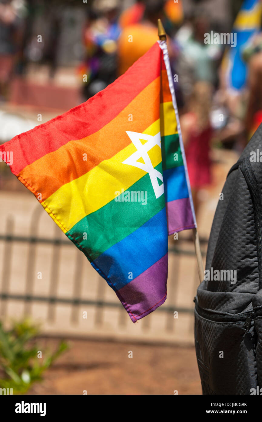 Tel Aviv, Israel - June 9, 2017: LGBT official flag at Gay Parade Stock ...