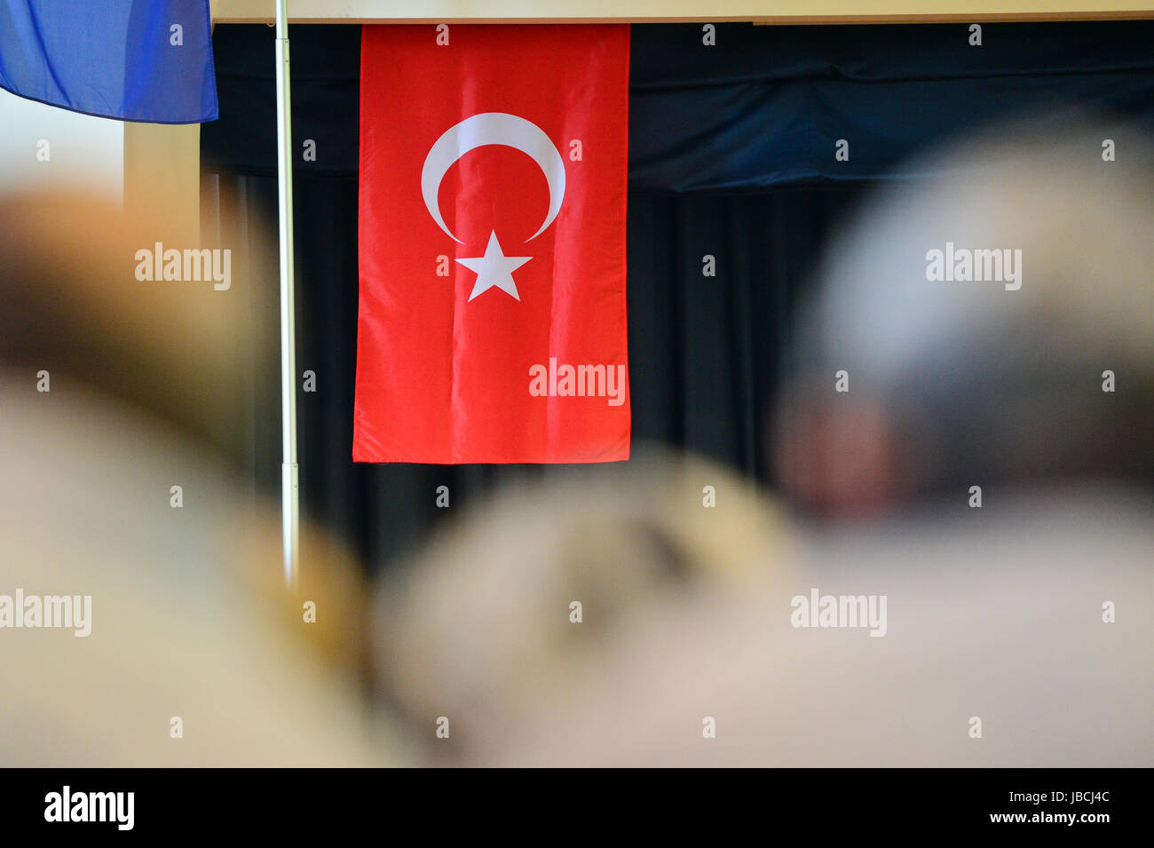 Berlin, Germany. 10th June, 2017. The Turkish flag is pictured at the ...