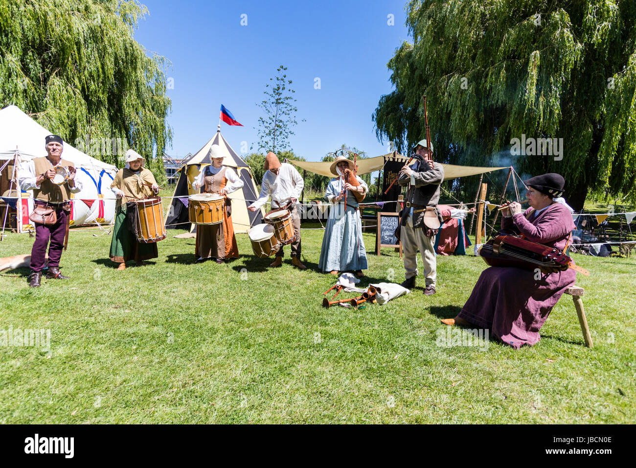 Medieval Rough Musicke living history minstrel group performing on the ...