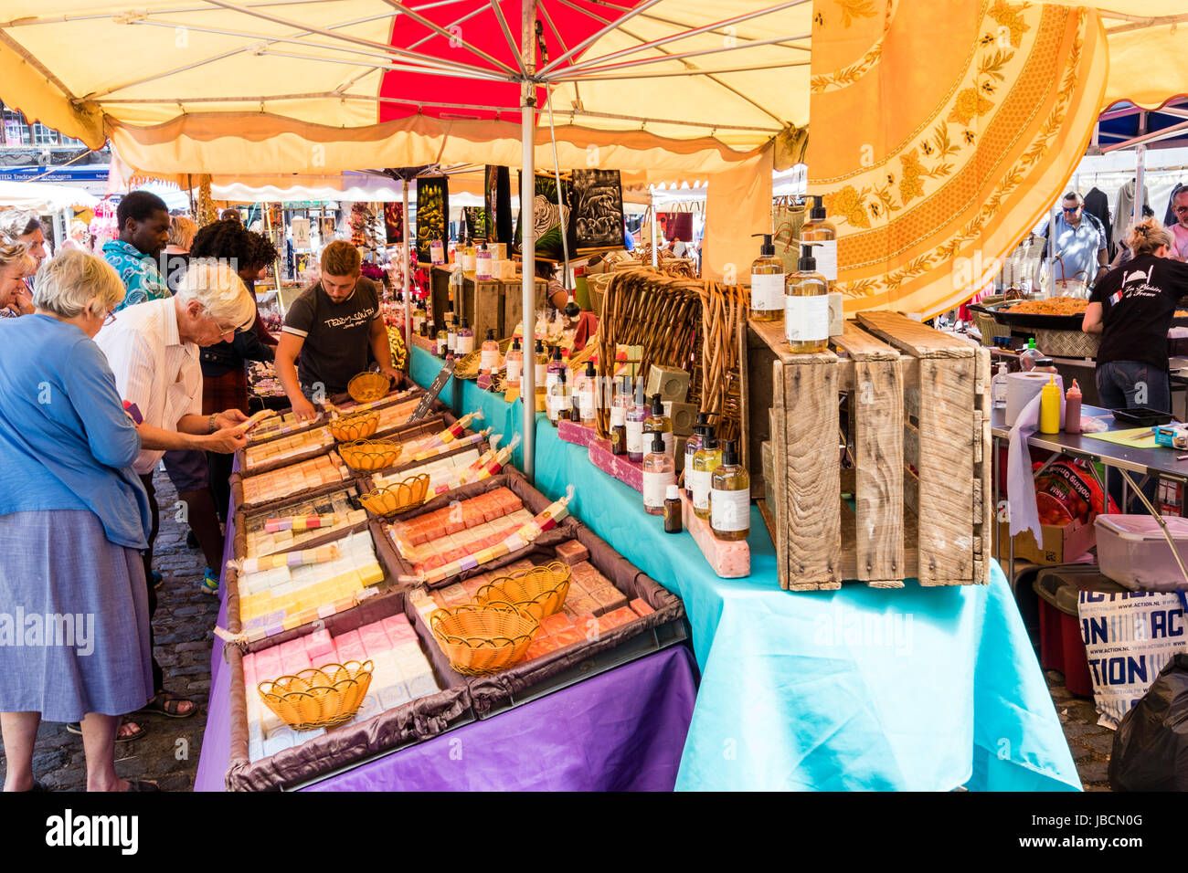 Market stall selling soap hi-res stock photography and images - Alamy