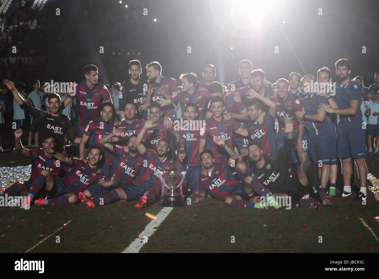 Levante ud players celebrate after the Spanish La Liga 123 soccer match ...