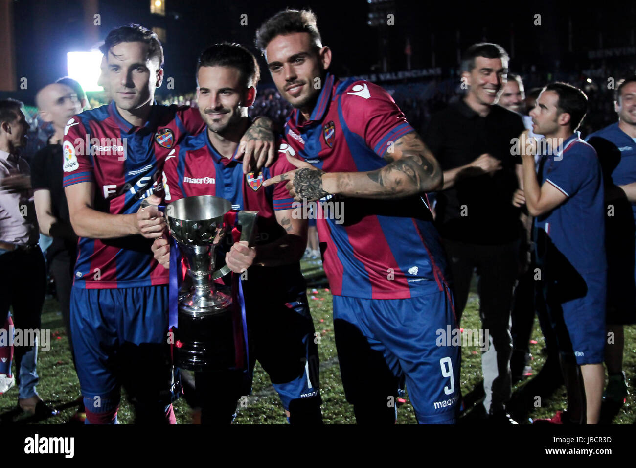 Levante ud players celebrate after the Spanish La Liga 123 soccer match ...
