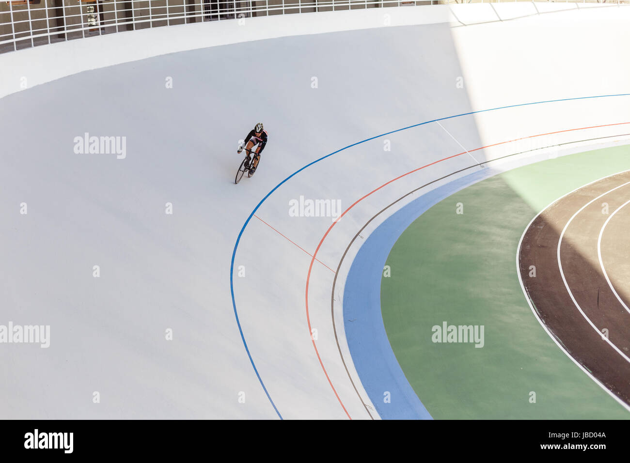 Bicyclist on cycle track outdoor Stock Photo - Alamy