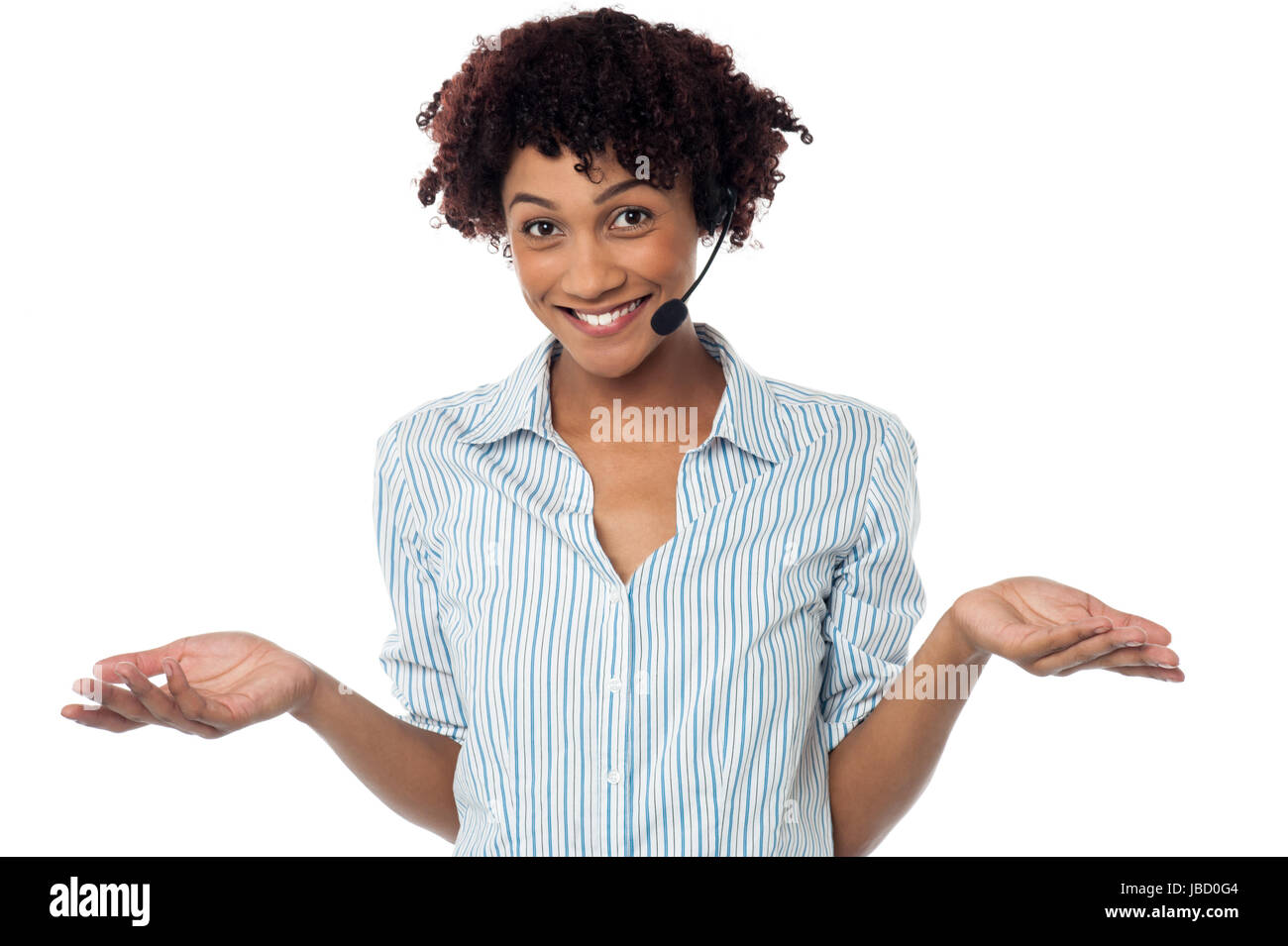 Cheerful female telecaller wearing headset hi-res stock photography and ...