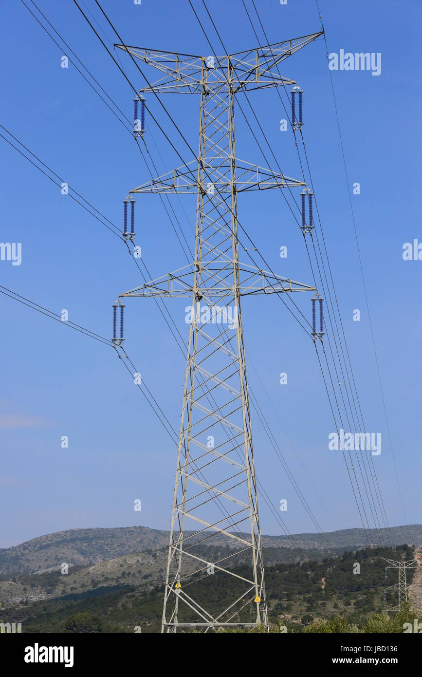 high-voltage line - spain Stock Photo - Alamy