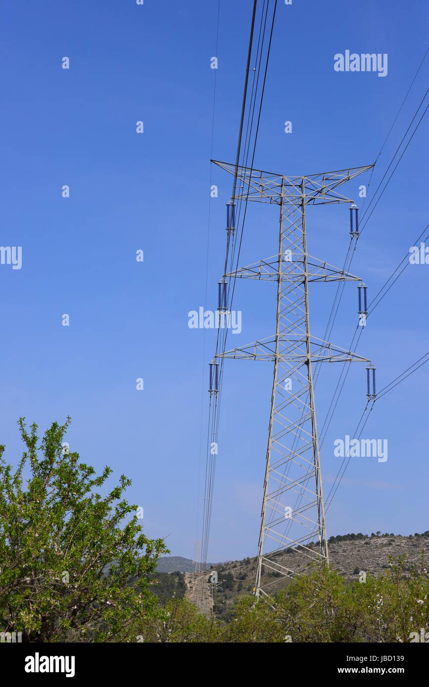 high-voltage line - spain Stock Photo - Alamy