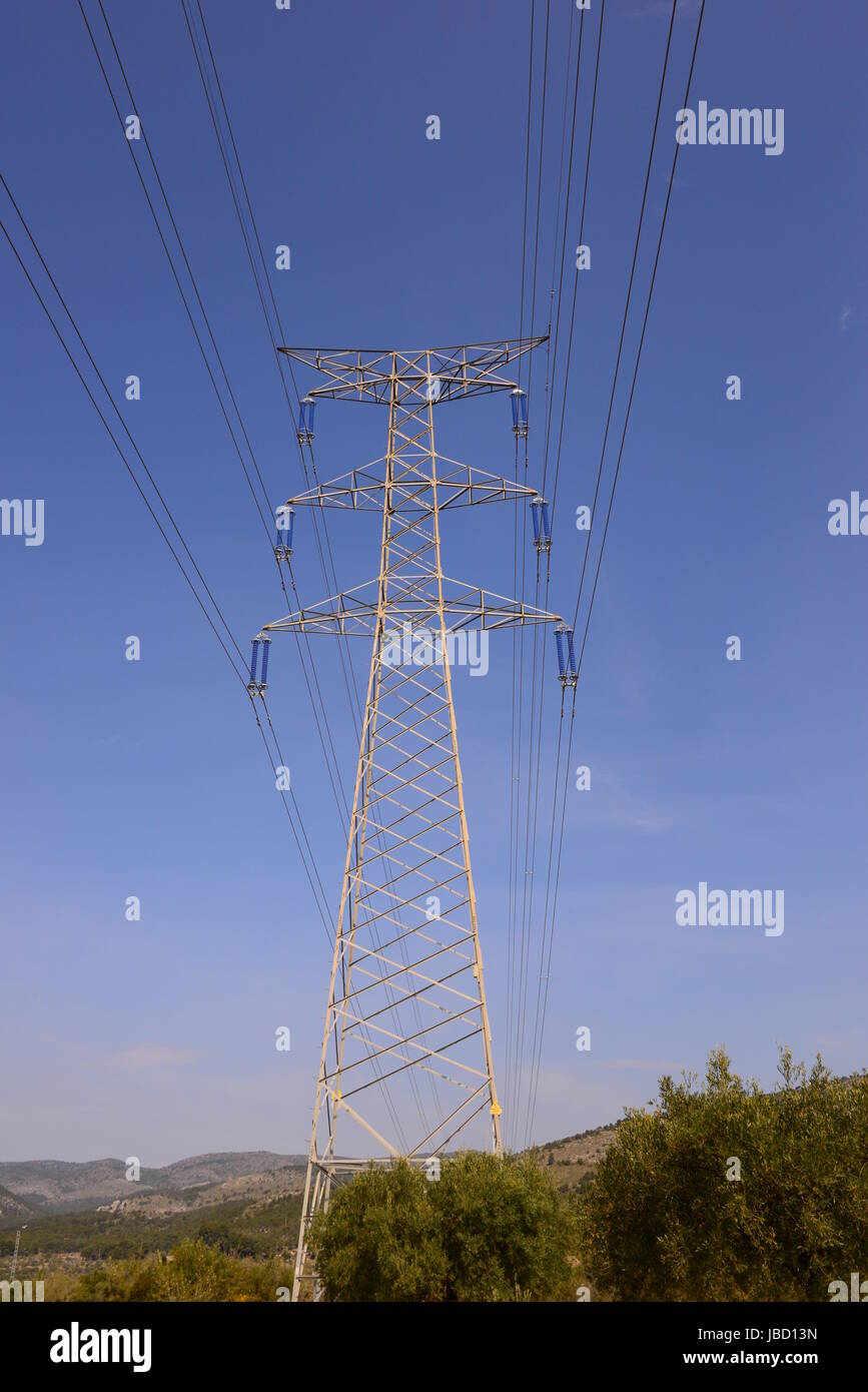 high-voltage line - spain Stock Photo - Alamy