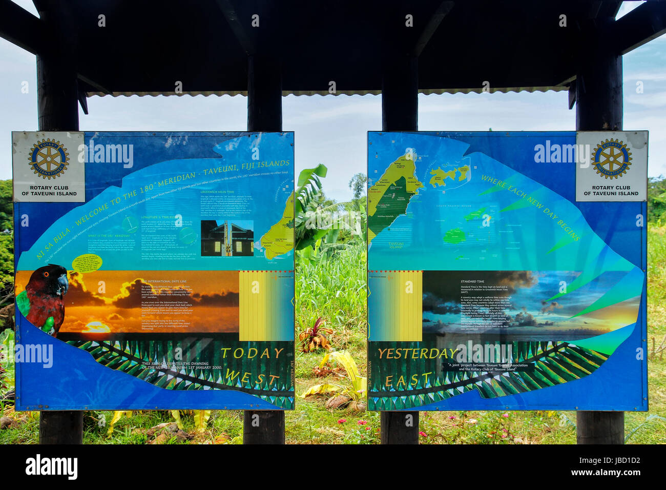 180-degree Meridian International Date Line board near Waiyevo on ...