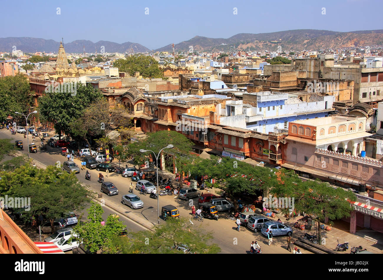 Jaipur city seen from Hawa Mahal, Rajasthan, India. Jaipur is the ...