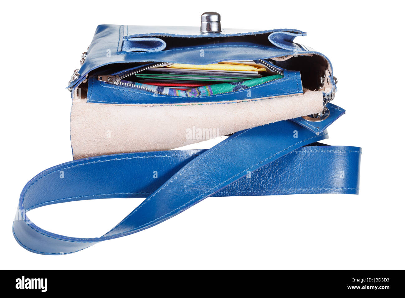 contents of his pockets a small female handbag Stock Photo - Alamy