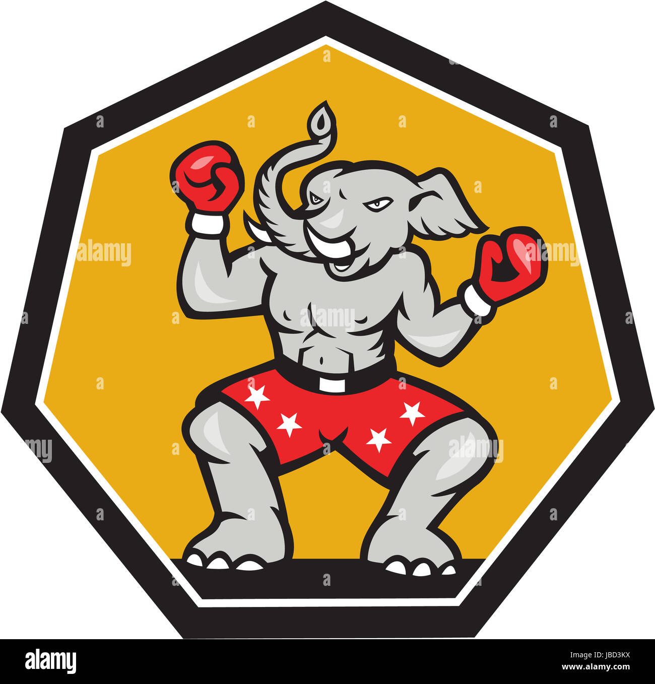 Illustration of a republican elephant mascot boxer boxing with gloves ...