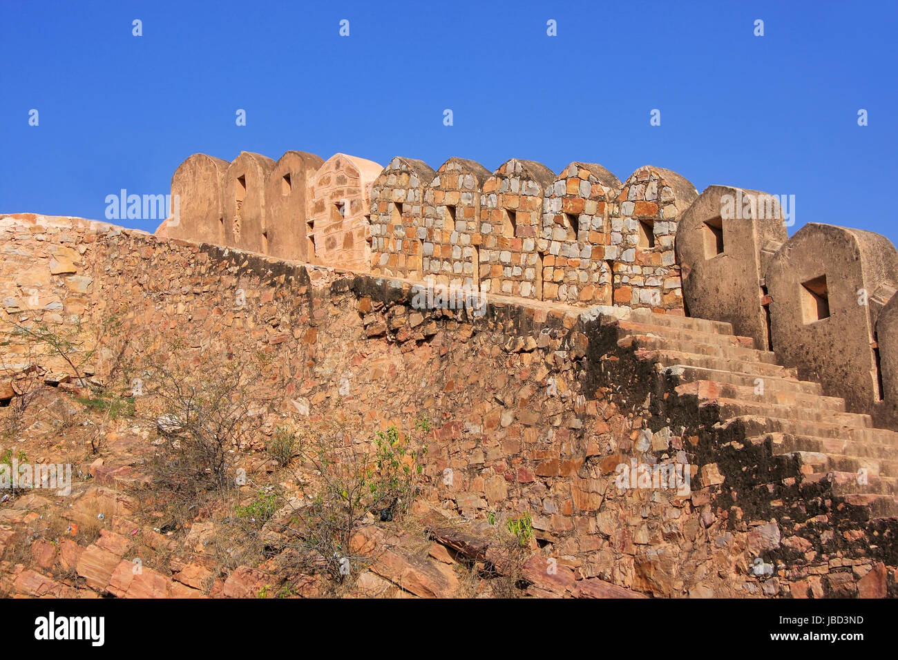 Stone railing at Nahargarh Fort in Jaipur, Rajasthan, India. The fort ...