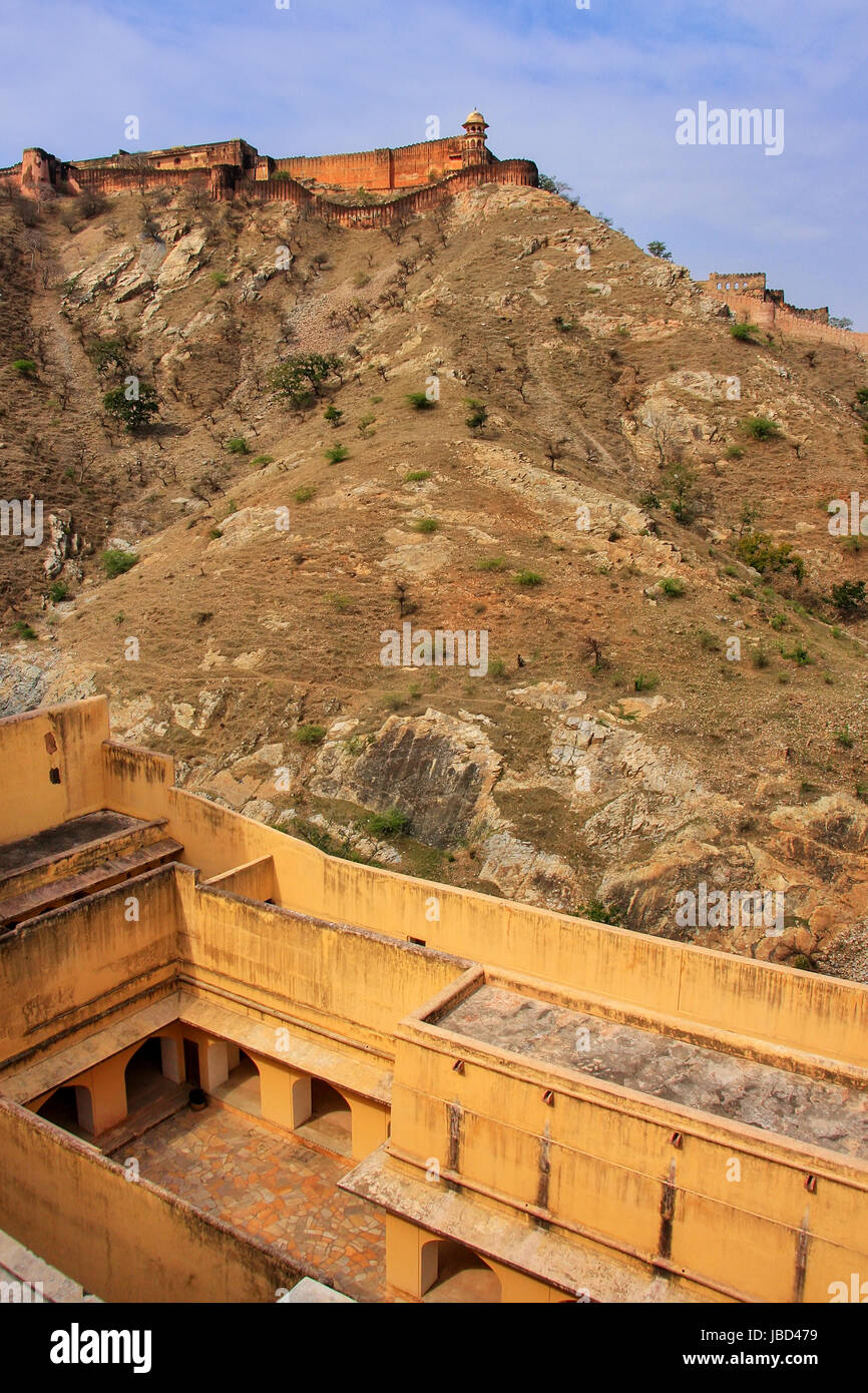 View of Jaigarh Fort on the top of Aravalli Hills from Amber Fort ...
