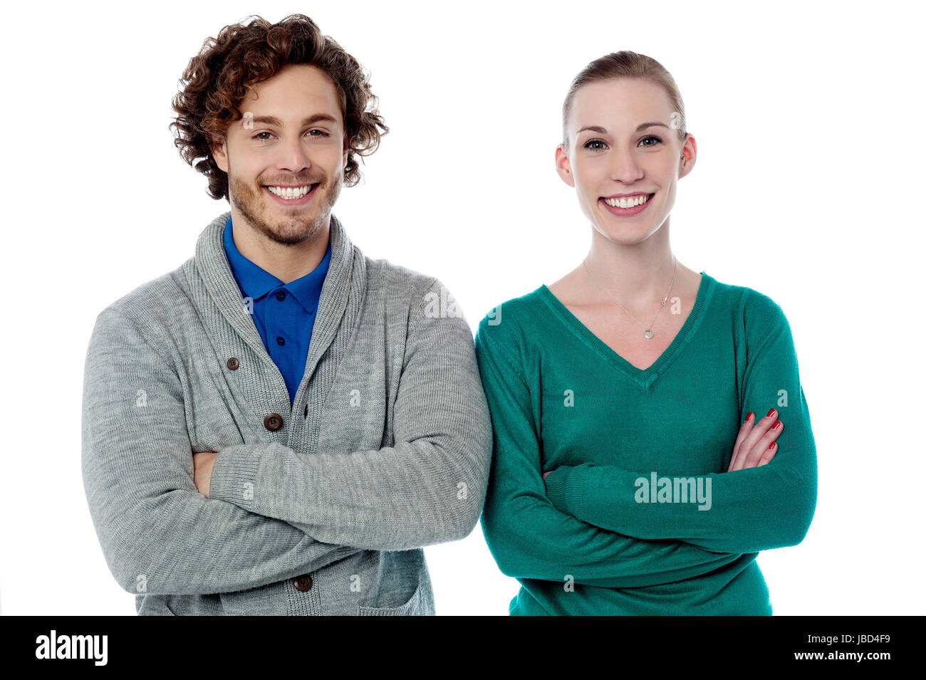 Confident love couple isolated over white Stock Photo - Alamy