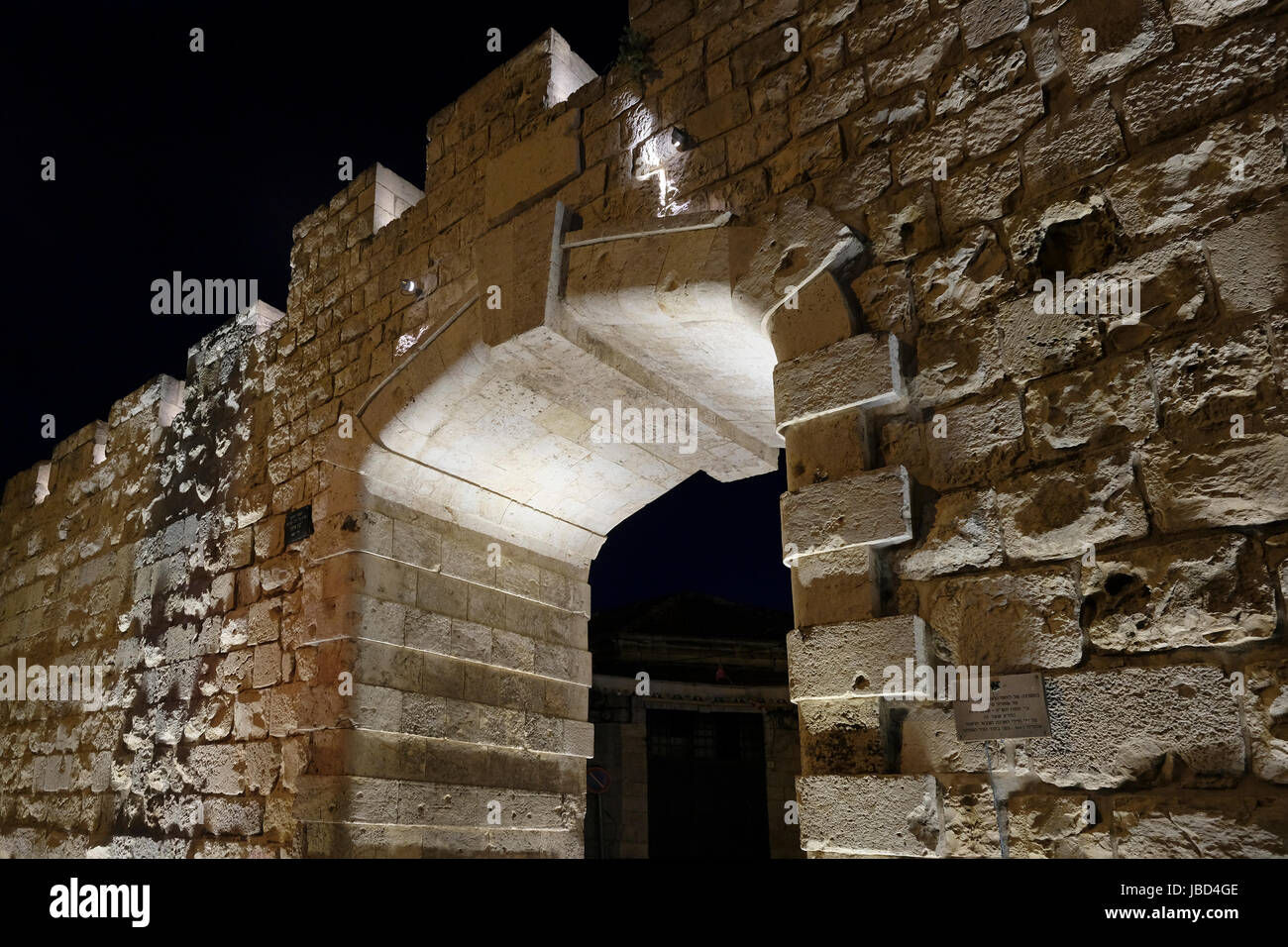 View at night of the New Gate the newest gate in the walls that ...