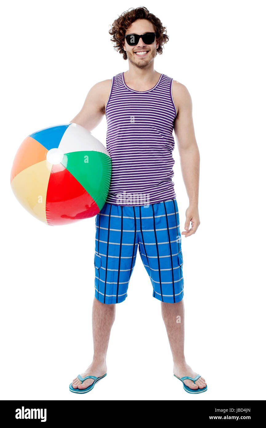 Young man on inflatable Cut Out Stock Images & Pictures - Alamy