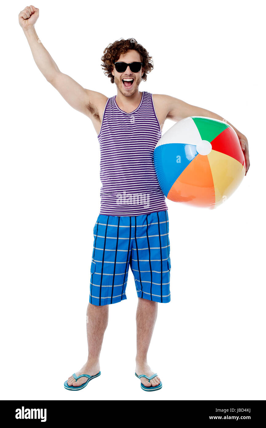 One man beach raising hands hi-res stock photography and images - Alamy