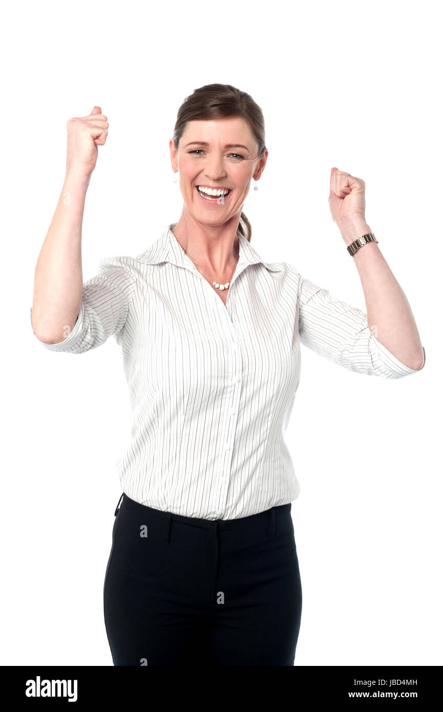 Middle aged professional woman full of excitement Stock Photo - Alamy