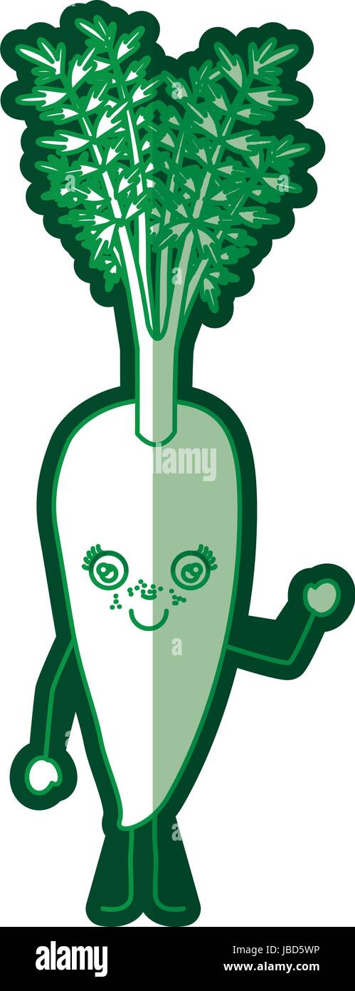 green silhouette of cartoon carrot with half shadow Stock Vector Image ...