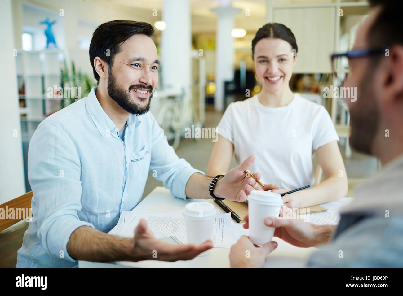 Interview of successful employers and one of applicants Stock Photo - Alamy