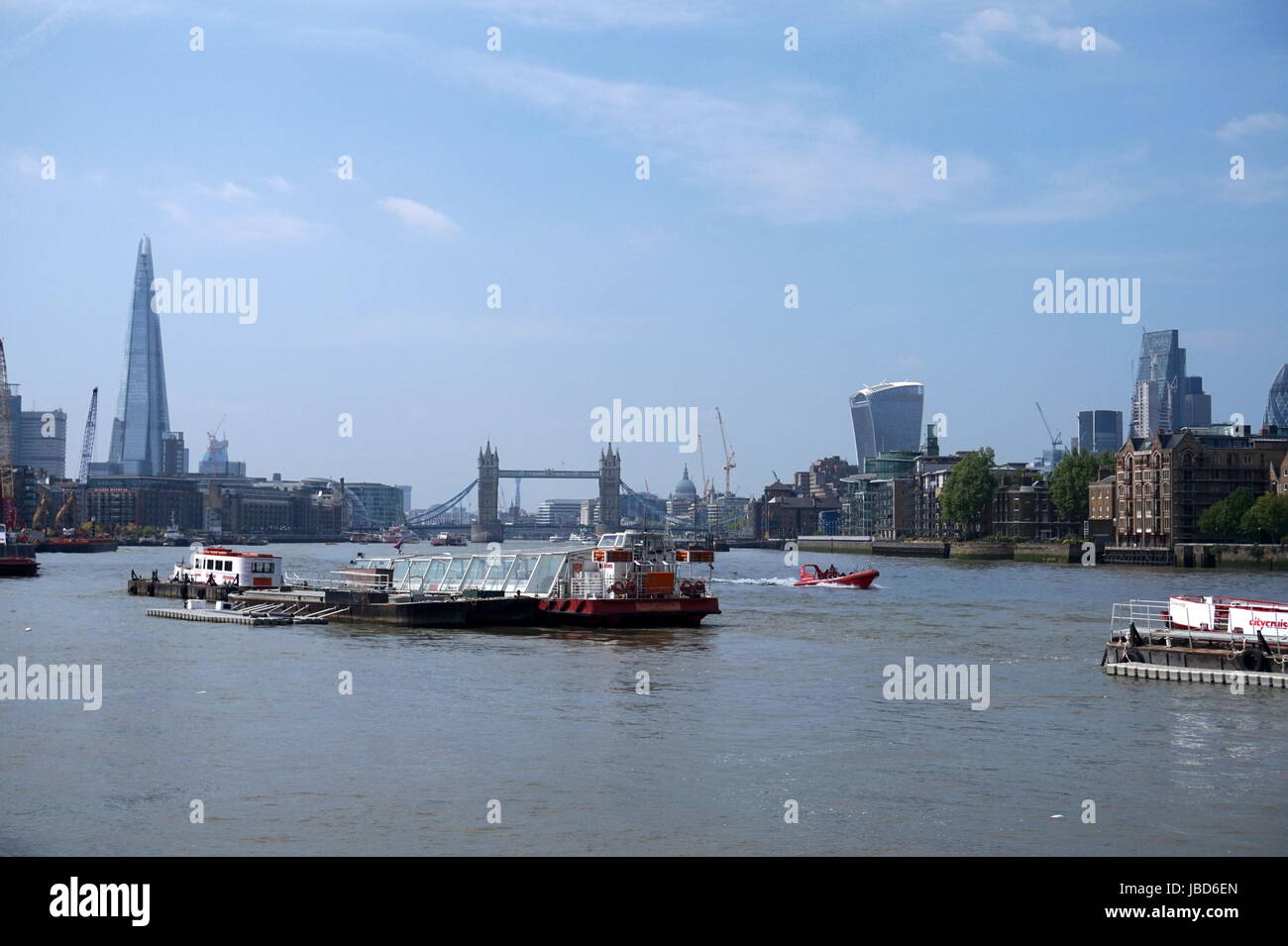The Thames and the the City of London from the Thames Path in ...