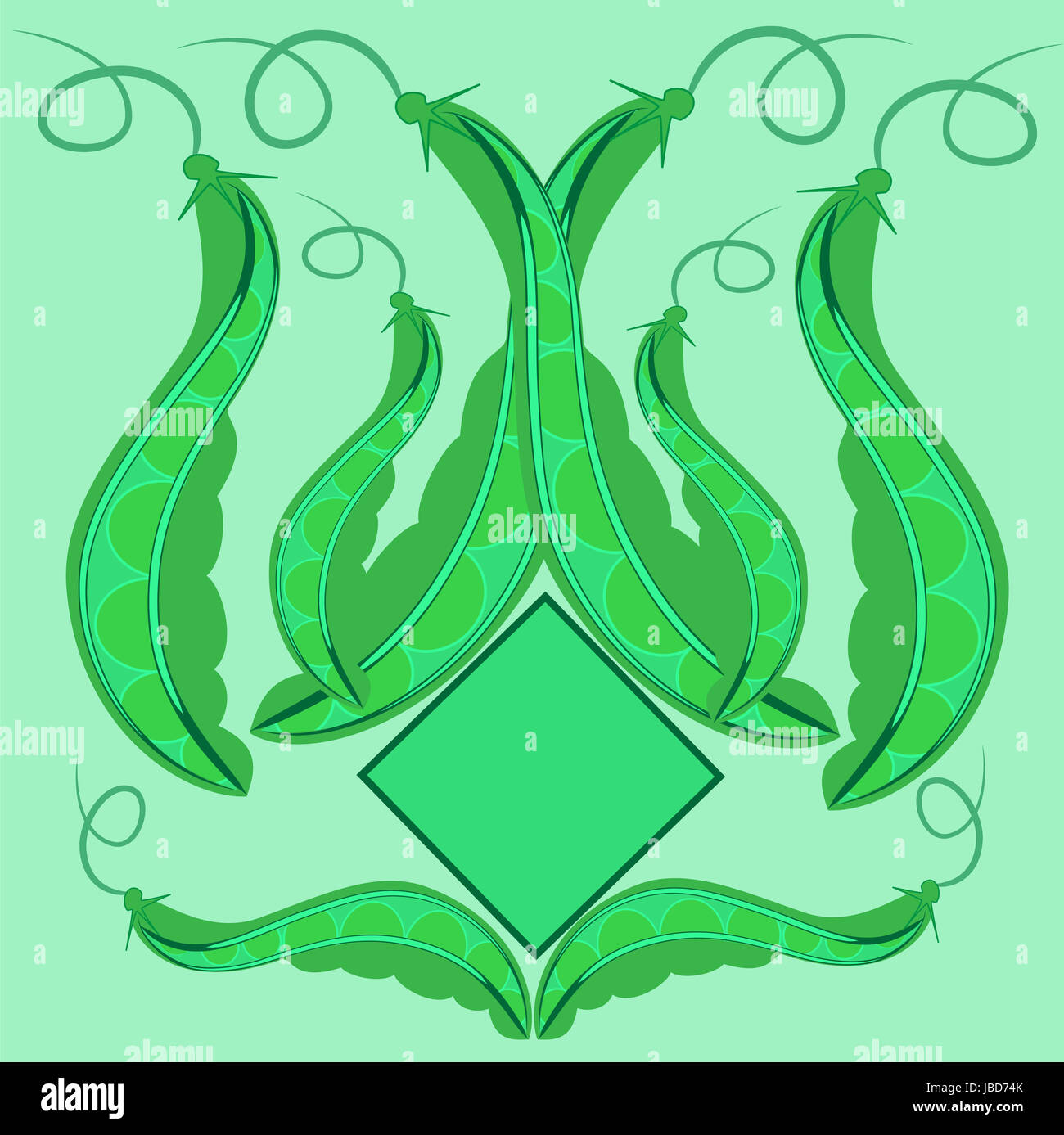 pea pods on green background Stock Photo - Alamy