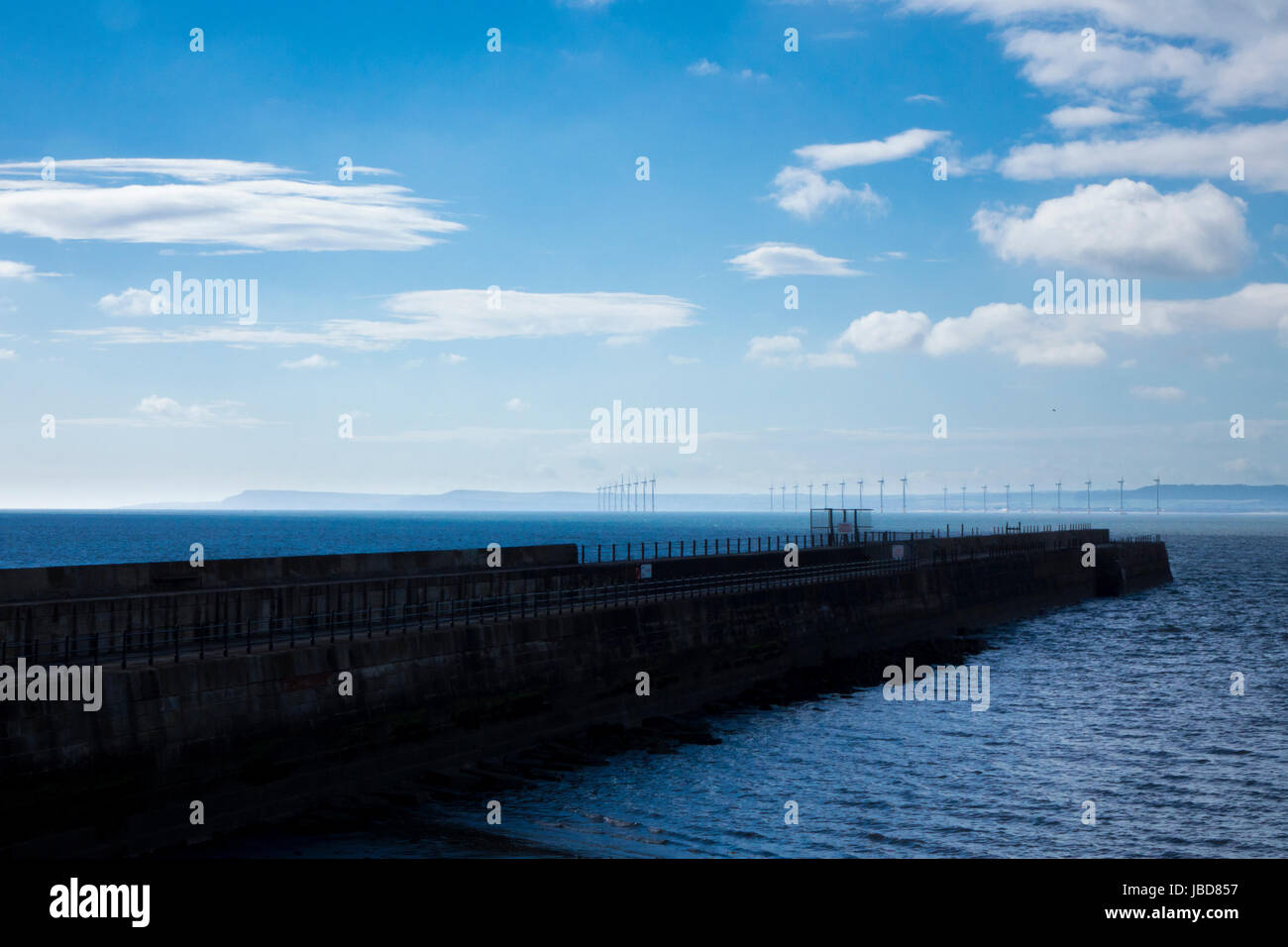 North sea, Harbour, breakwater, Headland, Hartlepool Bay, County Durham ...