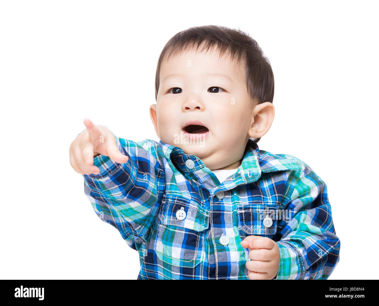 Asia baby boy finger pointing front Stock Photo - Alamy