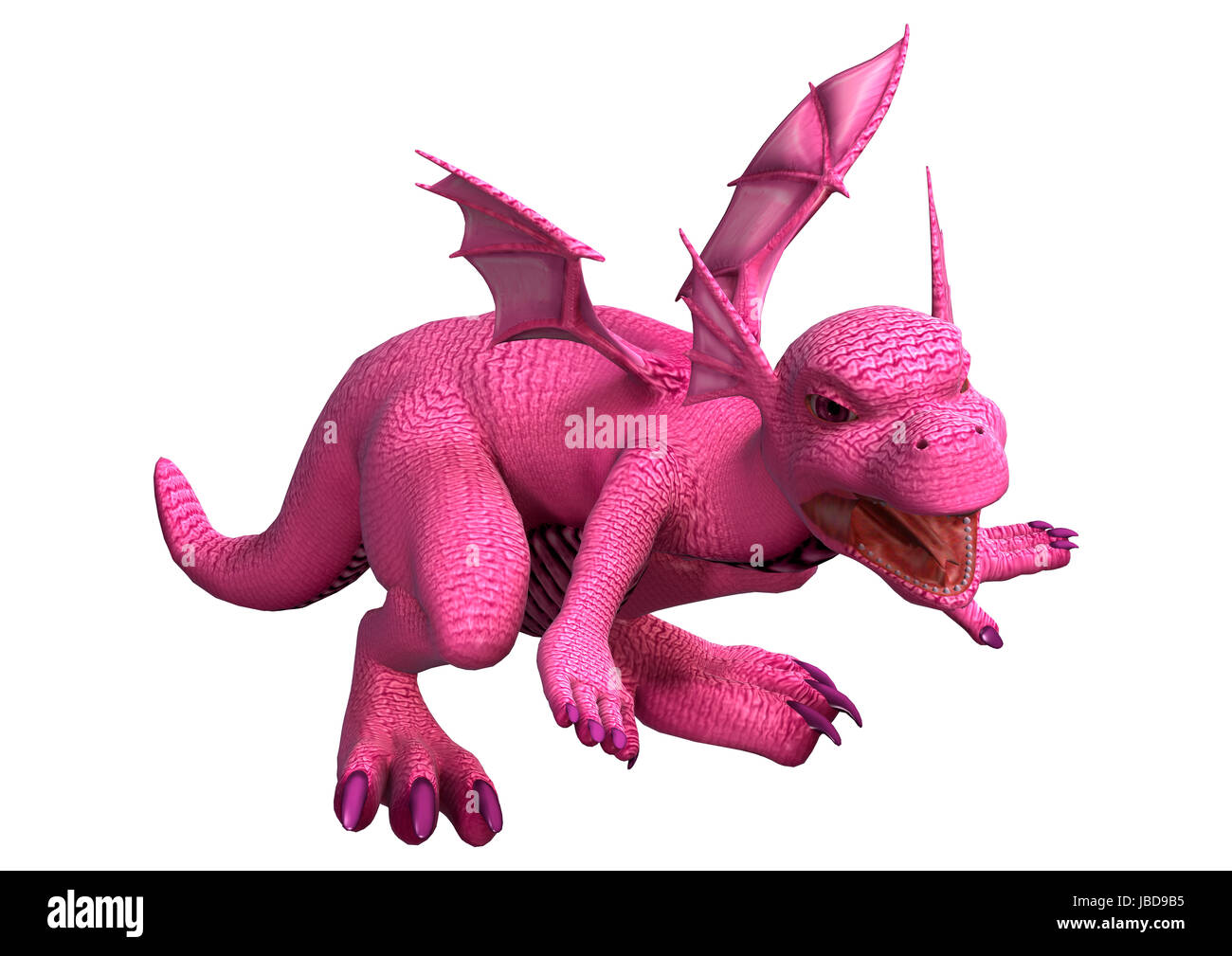 3D digital render of a little pink dragon isolated on white background ...
