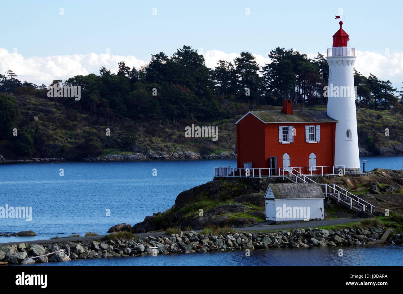 Fisgard Lighthouse near Victoria, Canada is on an island connected by a ...