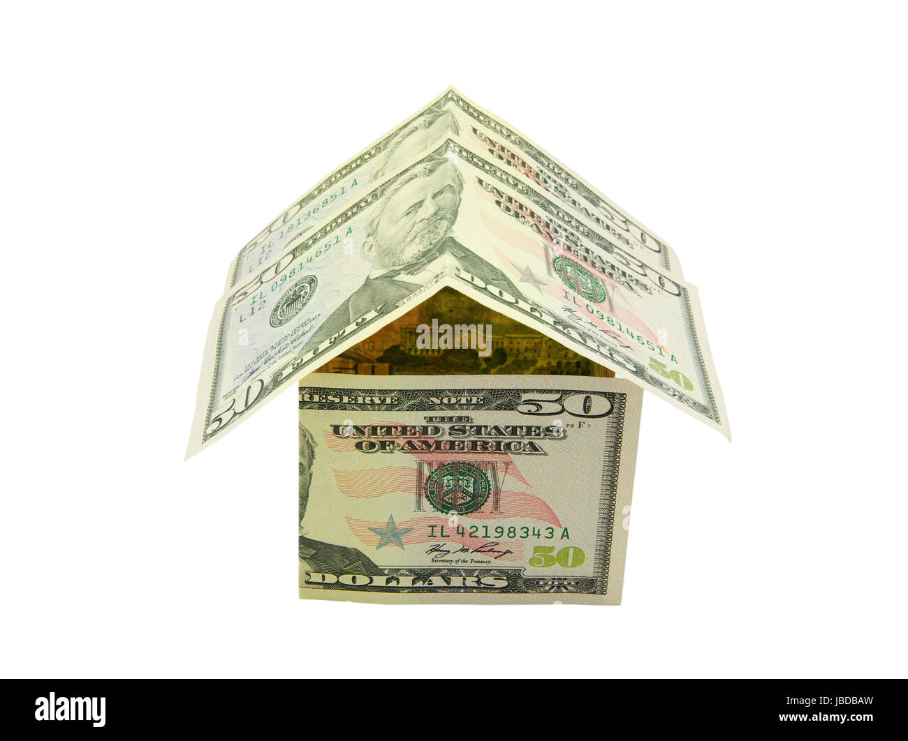Money house isolated on white background Stock Photo - Alamy
