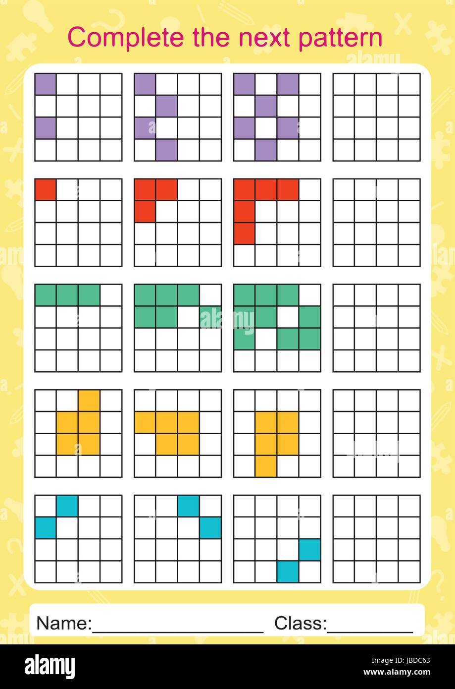 Complete the next pattern, Worksheet for children Stock Vector Image ...