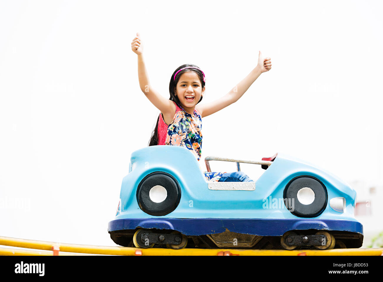 Amusement Park 1 Indian Child Girl Ride Car Fun Stock Photo - Alamy