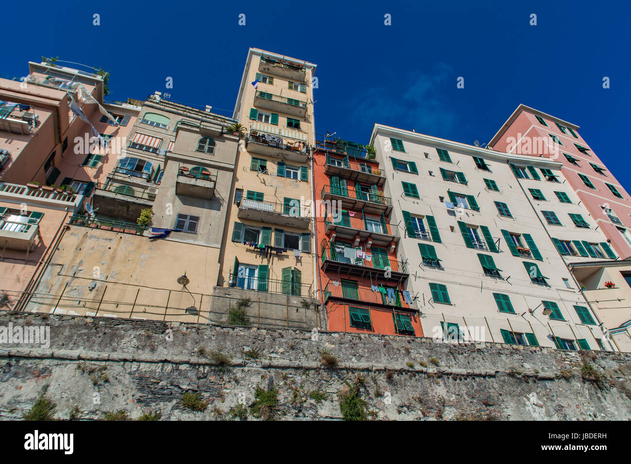 View at residential buildings in Genoa, Italy Stock Photo - Alamy