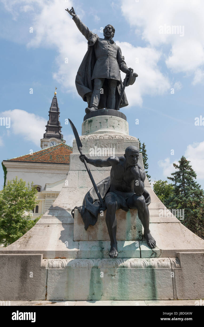 Hungary, Kecskemet. The Lajos Kossuth monument on Kossuth Square Stock ...