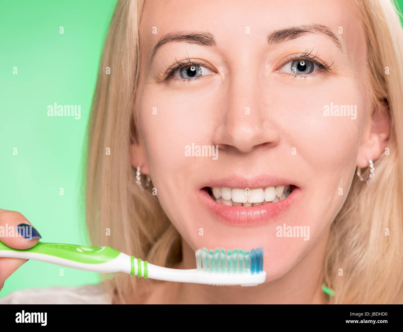 model with a clean toothbrush Stock Photo - Alamy