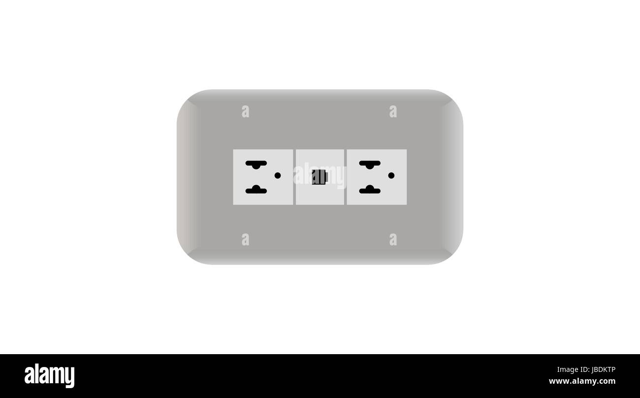 Two Plug and Telephone on white wall vector and illustration Stock ...
