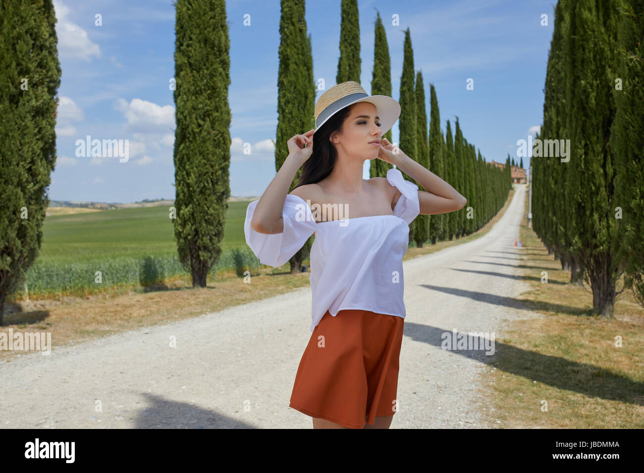 Girl in tuscany. Italian holiday Stock Photo - Alamy