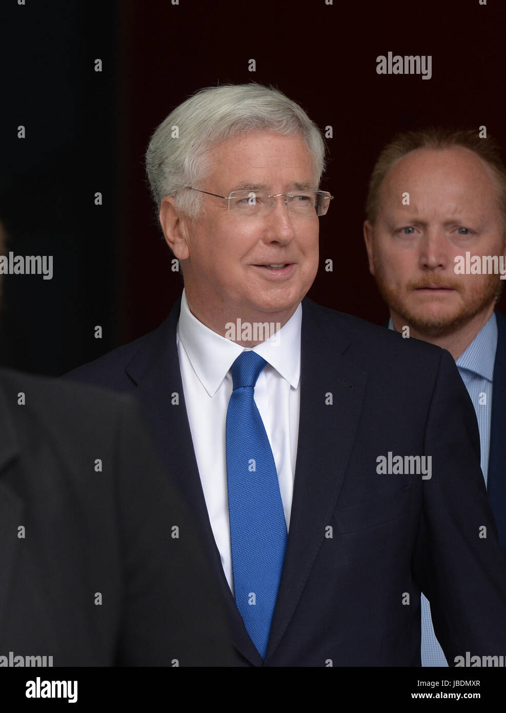 Defence Secretary Sir Michael Fallon leaving BBC Broadcasting House in ...