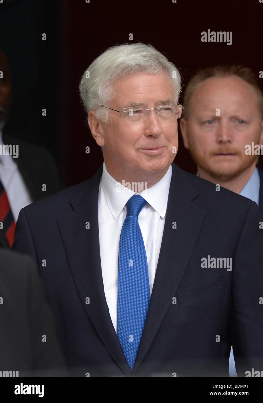 Defence Secretary Sir Michael Fallon leaving BBC Broadcasting House in ...
