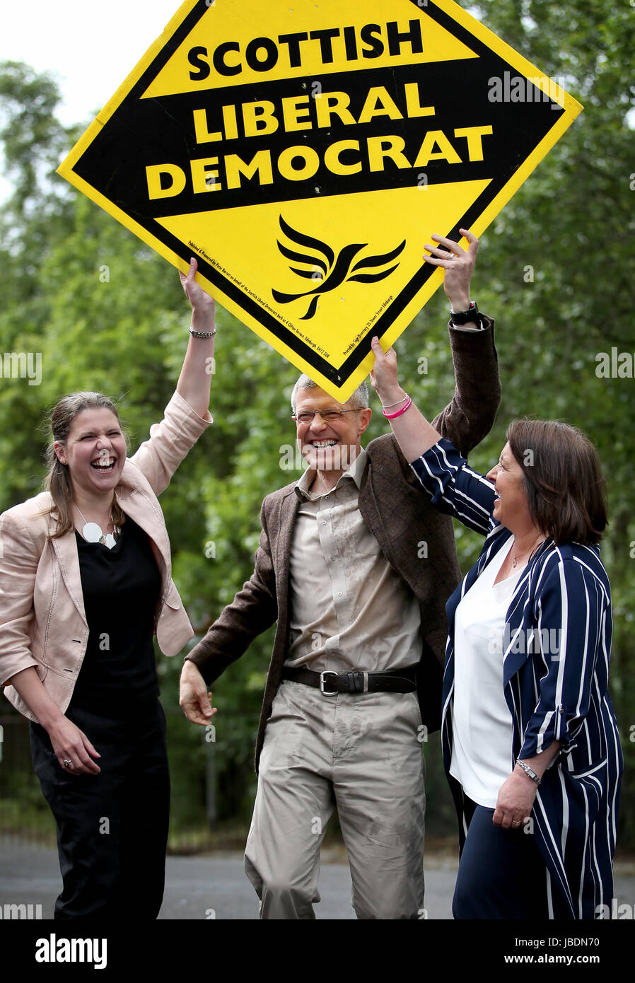 Scottish Liberal Democrat leader Willie Rennie celebrates his party's ...