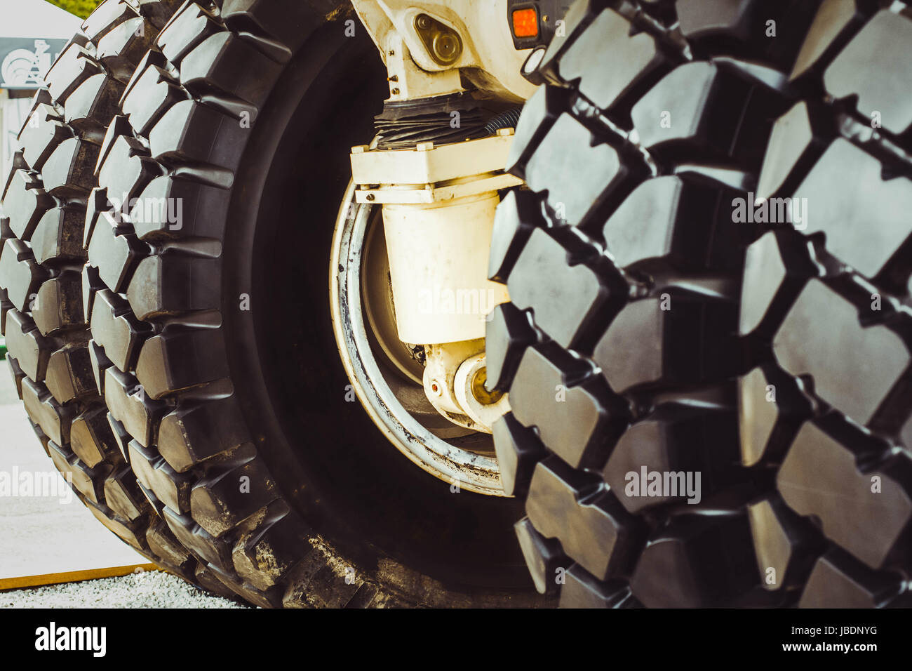 Cargo tires are new at the mining exhibition Stock Photo - Alamy