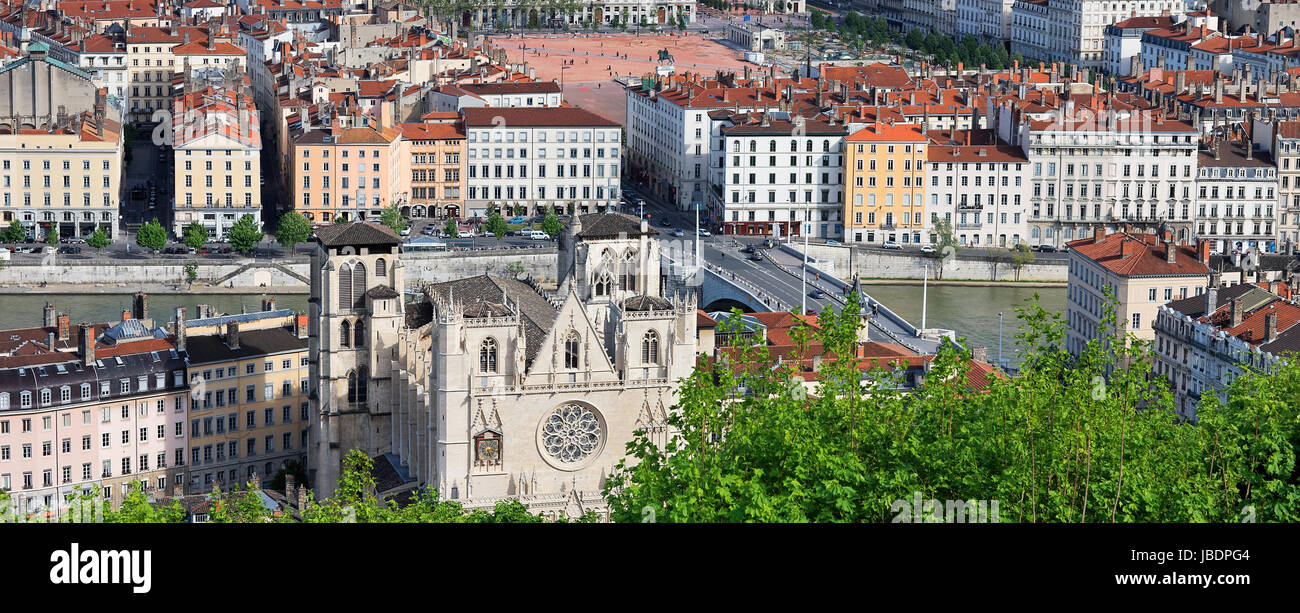 aerial view of Lyon city in summer, France Stock Photo - Alamy