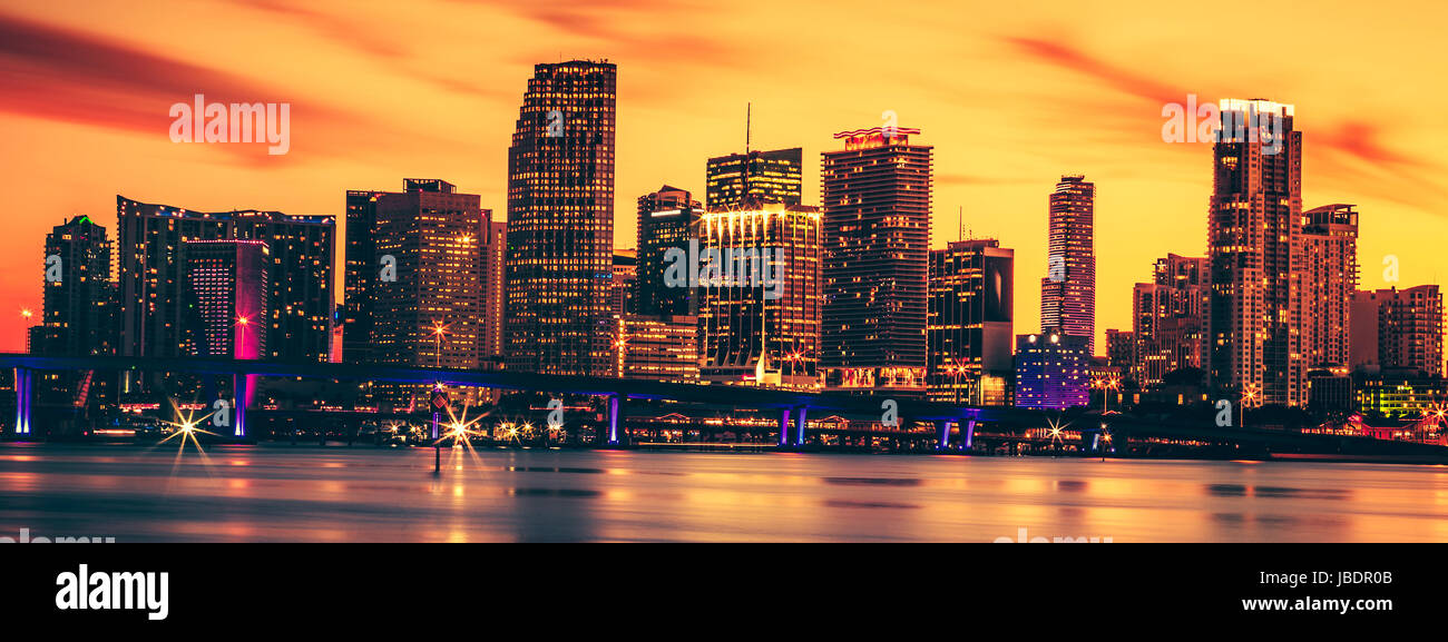 CIty of Miami at sunset, USA Stock Photo - Alamy