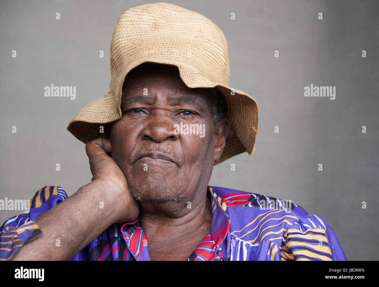 Portrait eighty year old woman and descent of original inhabitants Ha ...