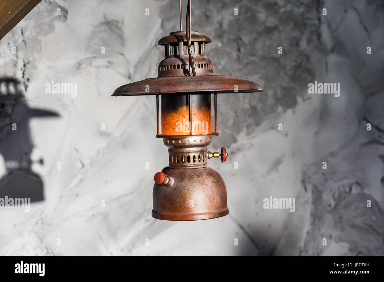 Antique Oil Lamp Burning