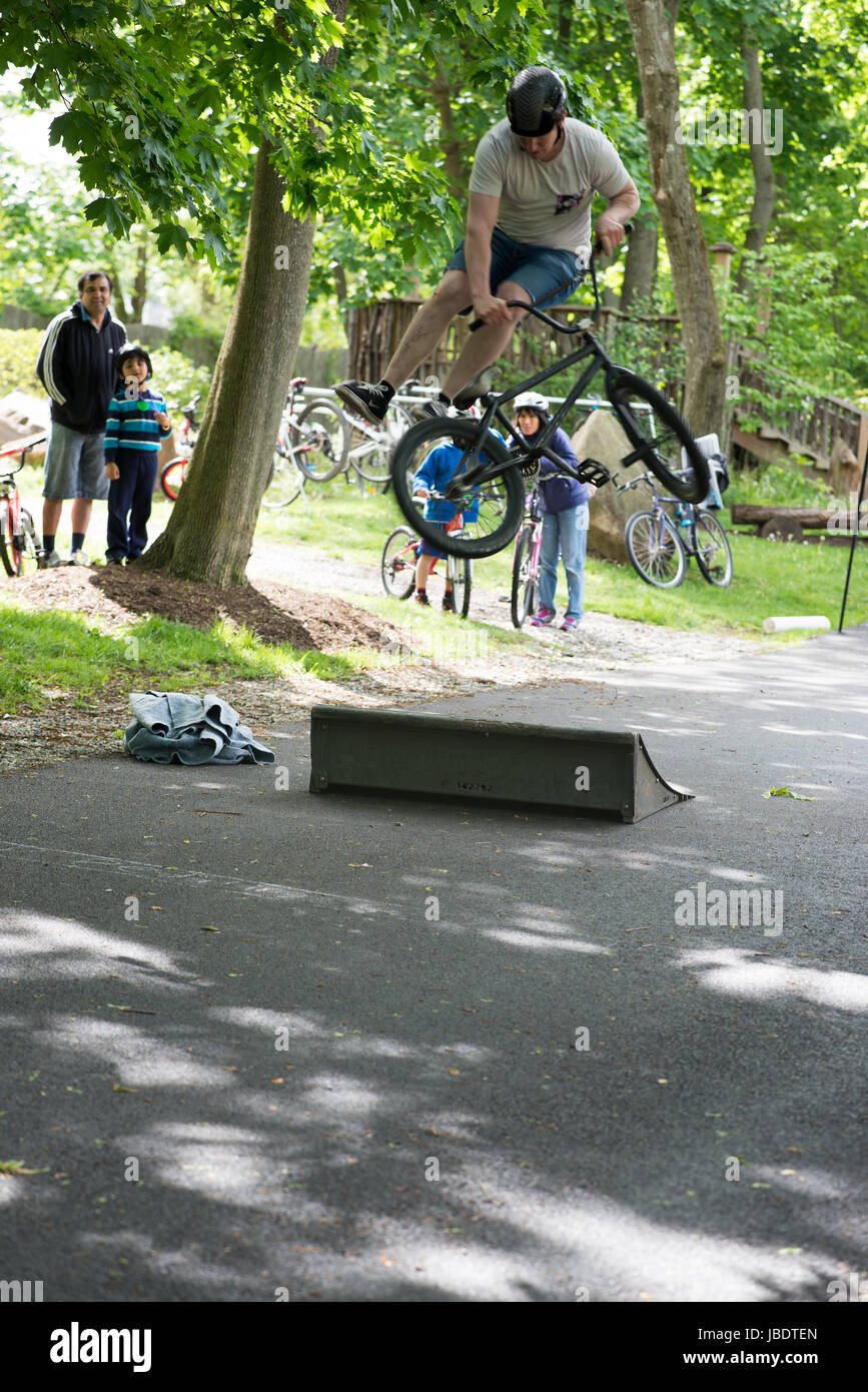 RADNOR TOWNSHIP, PA - MAY 7: BMX Stunt Performance by Chris Aceto at ...